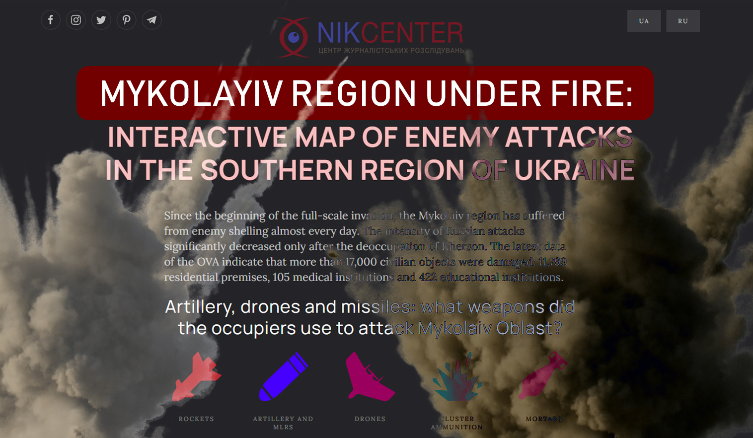 Interactive map of enemy attacks in the southern region of Ukraine